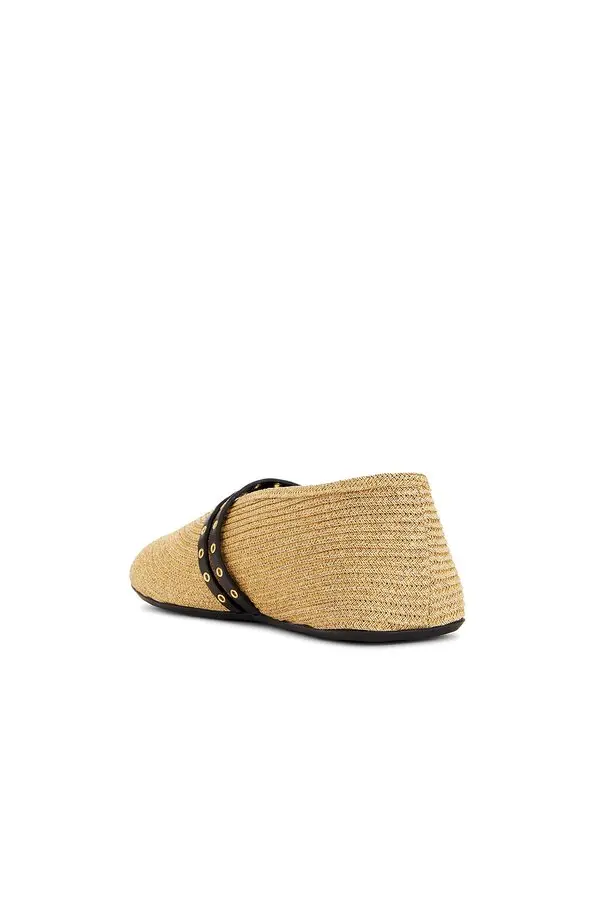 AlaïA Woven Paper Straw Ballerina Flats - Naturel & Noir